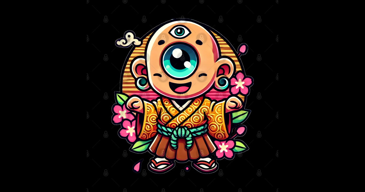Cute One-Eyed Monk with Floral Background - Anime Character Drawings ...