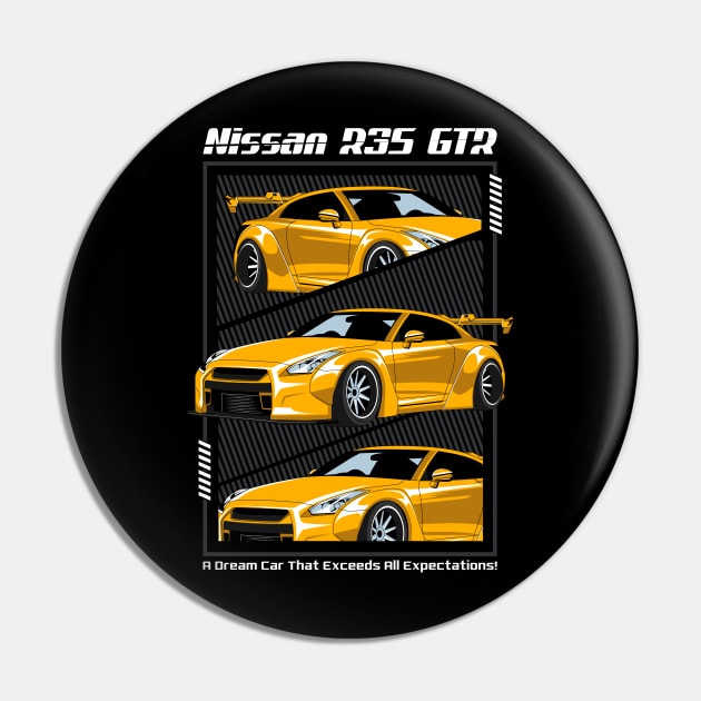 R35 GTR Drift Car - R35 Gtr Drift Car - Pin | TeePublic