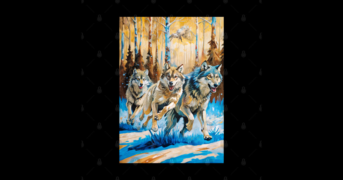 Wolves Running in Forest - Wolves Lovers - Sticker | TeePublic