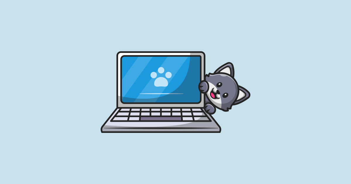 Cute Cat Hiding Behind The Laptop Cartoon - Cute Cat Hiding Behind The ...
