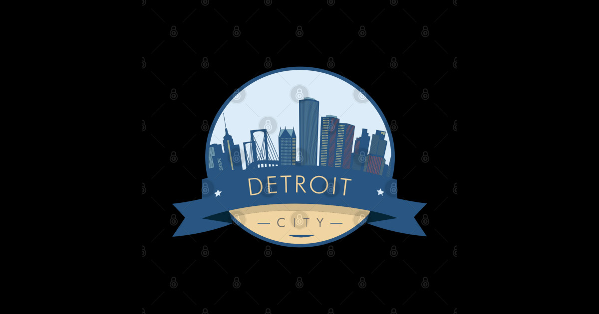 Detroit Skyline - Detroit Skyline - Sticker | TeePublic