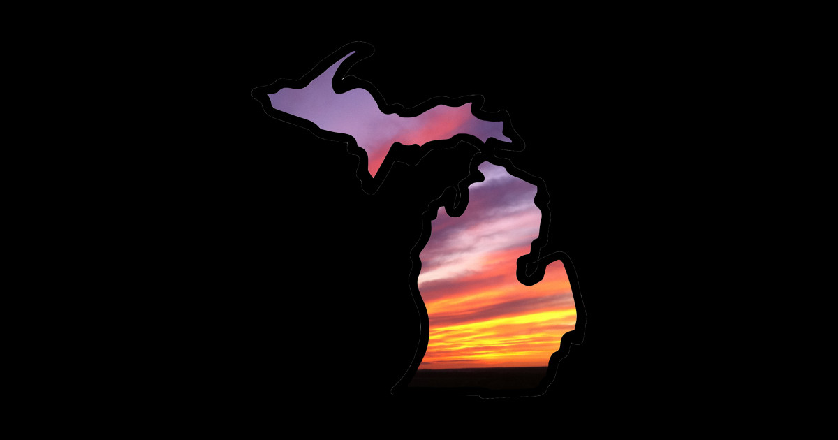 Michigan Mitten with Sunset Background - Michigan - Posters and Art ...