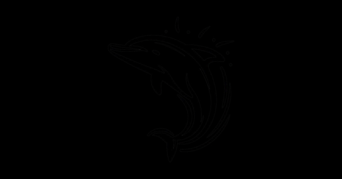 Stick Figure of a Dolphin in Black Ink - Stick Figure Dolphin - Sticker ...