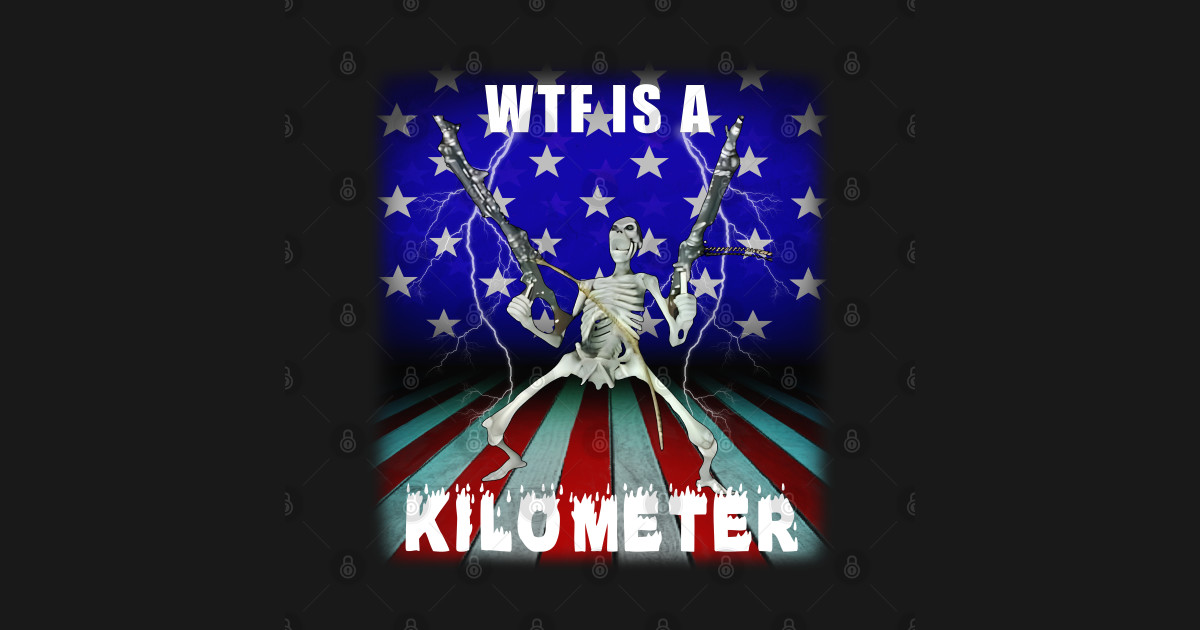 WTF Is A Kilometer Funny Skeleton Meme - Wtf Is A Kilometer - T-Shirt ...