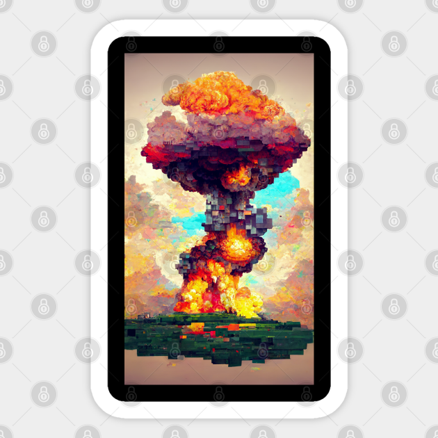 Pixel Art Nuke painting - Painting - Sticker | TeePublic