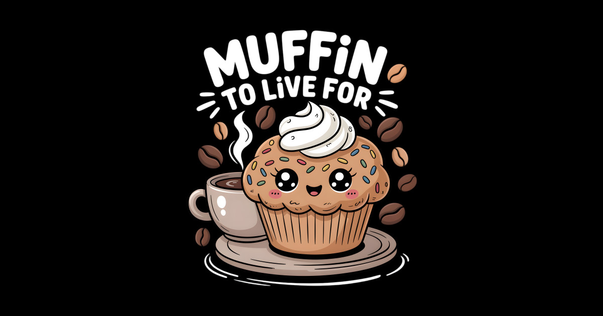 Muffin To Live For Funny Breakfast Dark Cupcake Humor - Funny Breakfast ...