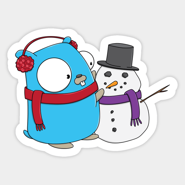 Gopher and Snowman - Go - Sticker | TeePublic
