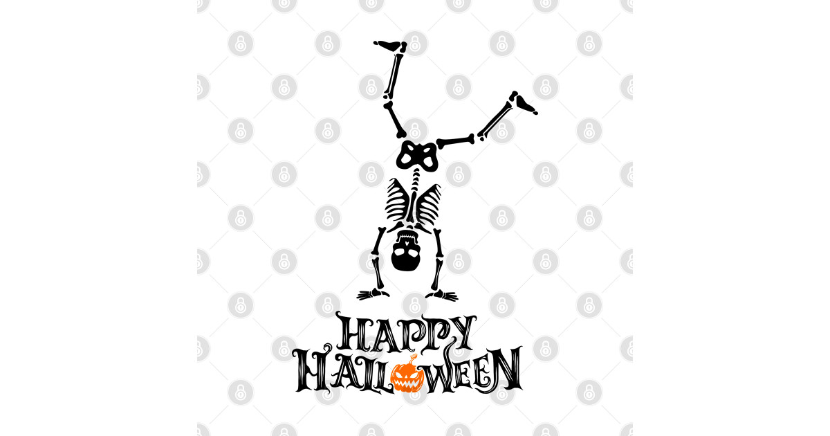 Funny Skeleton Handstand Halloween - Halloween Skeleton - T-Shirt ...