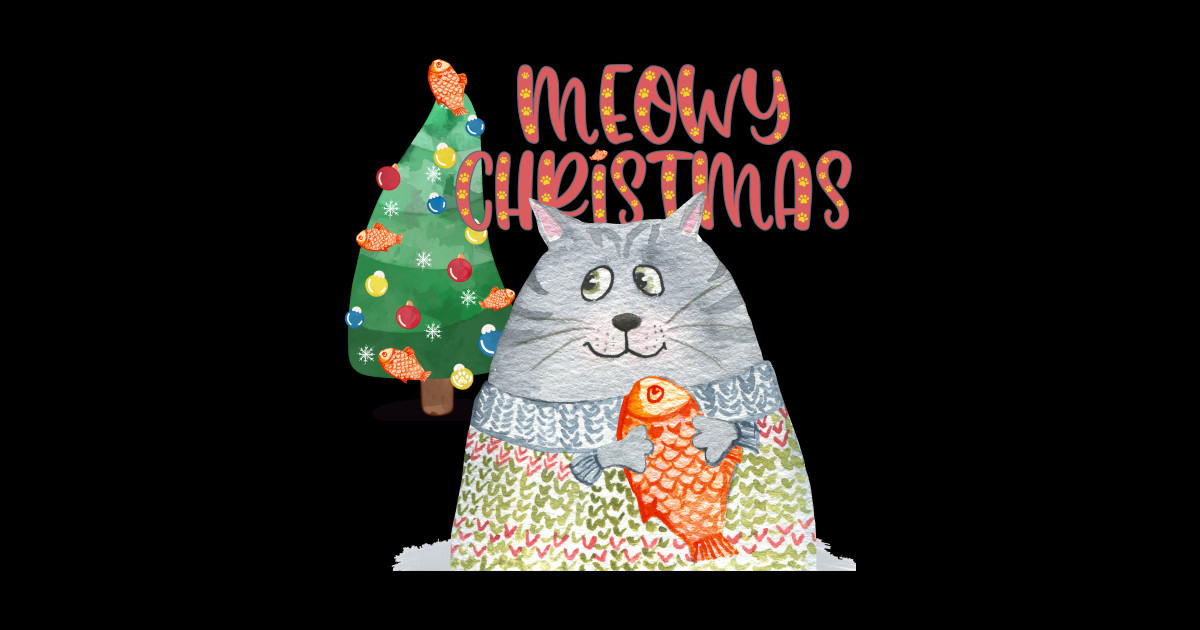 Meowy Christmas - Christmas - Sticker | TeePublic