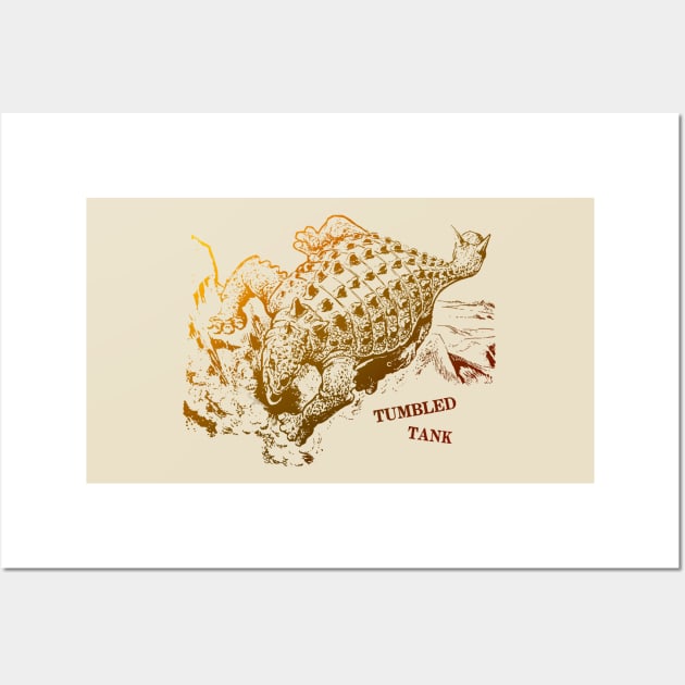 TUMBLE TANK Scolosaurus ankylosaurus dinosaur falling in brown ...