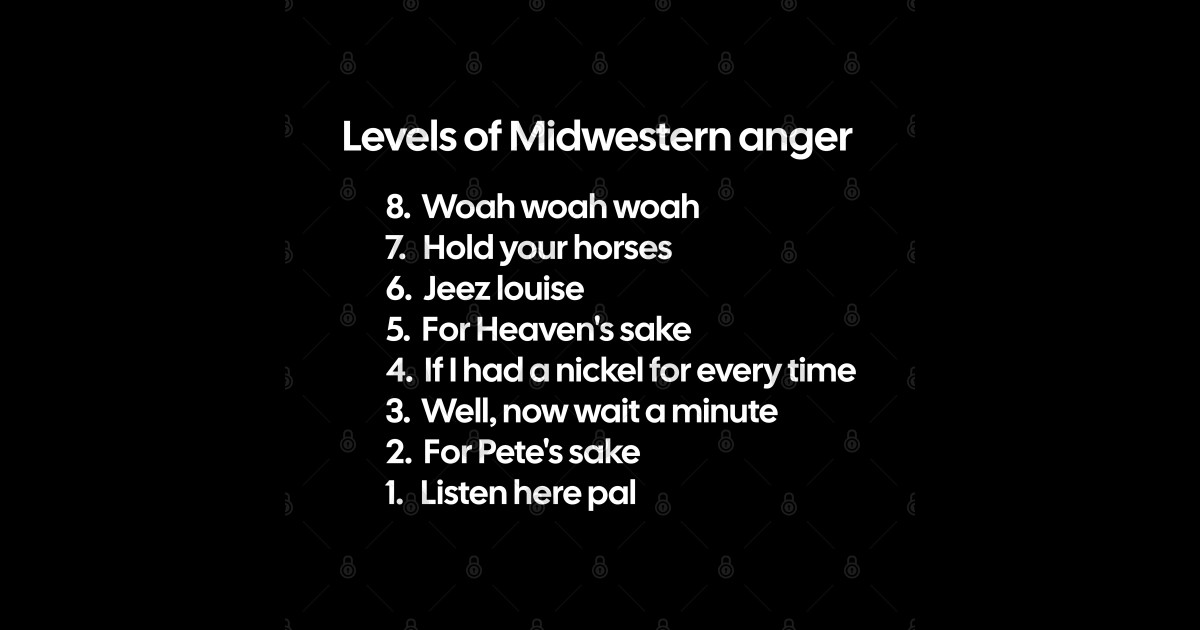 Levels of Midwestern Anger - Midwest - Sticker | TeePublic