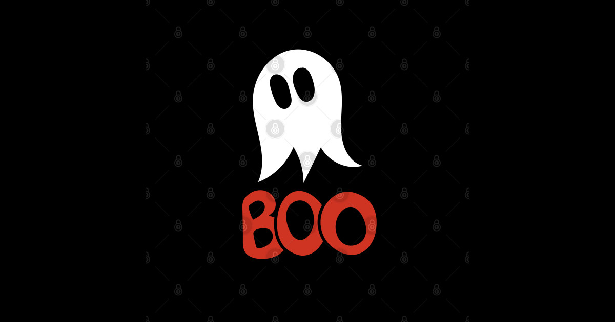 Cute ghost cartoon red BOO text circle frame in black - Cute Ghost ...