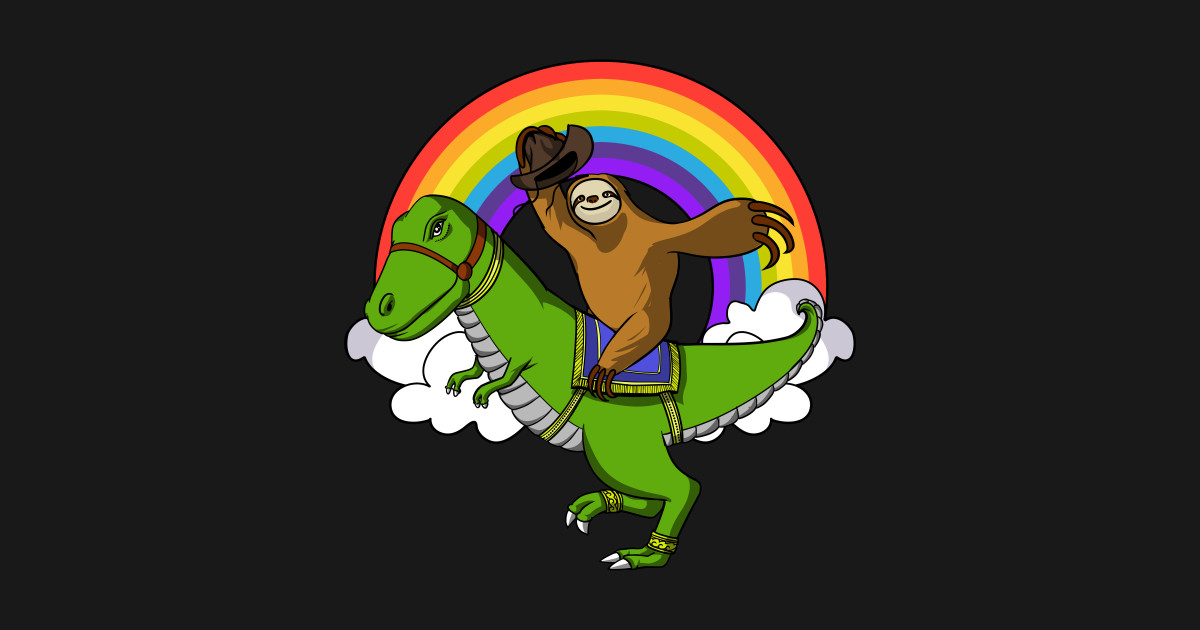 Sloth Riding T-Rex Dinosaur - Sloth Riding Dinosaur - T-Shirt | TeePublic