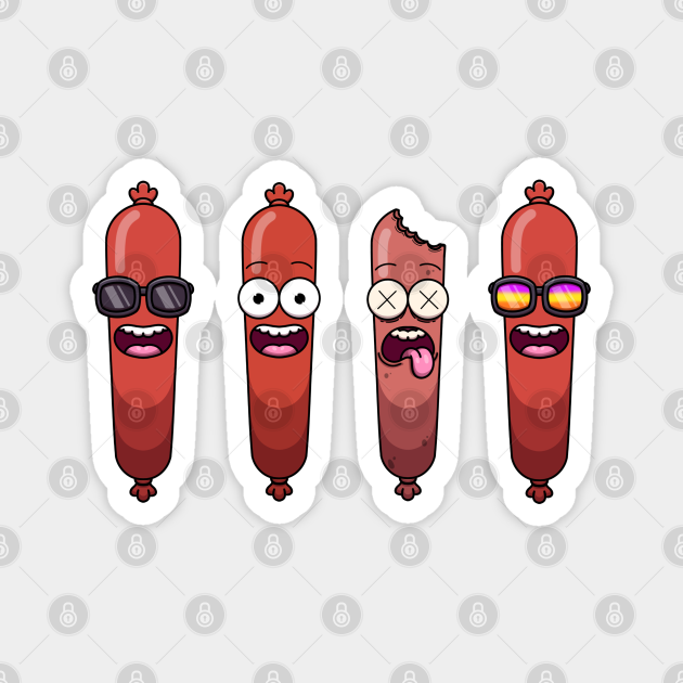 Funny Sausage Cartoon Sticker Pack - Sausage - Magnet | TeePublic