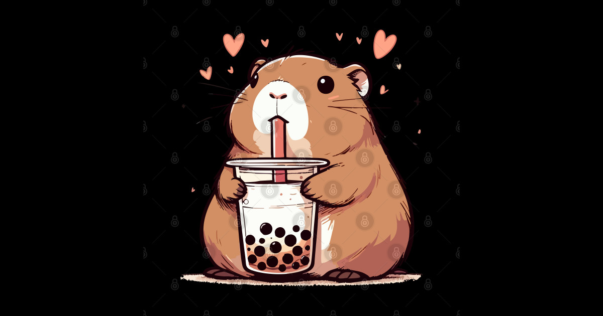 Capybara Drink Boba Tea Valentine Day - Capybara - Sticker | TeePublic