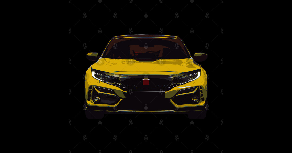 Yellow Civic Type R Illustration - Civic - Sticker | TeePublic
