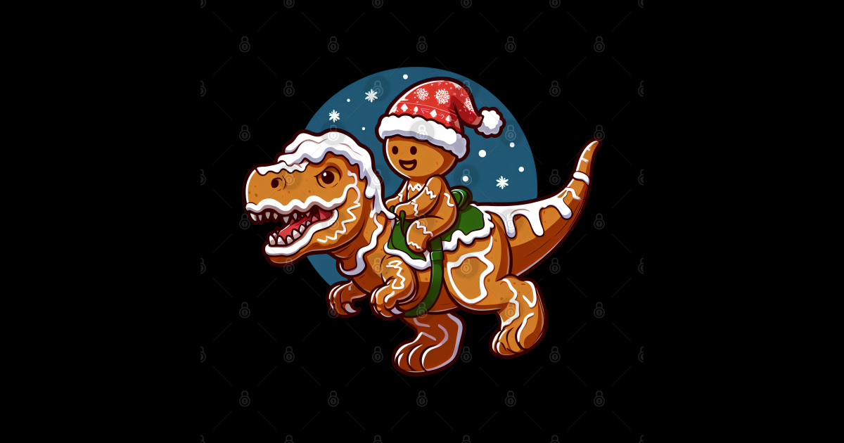 Gingerbread T-Rex Christmas Adventure - Gingerbread Dinosaur - Sticker ...