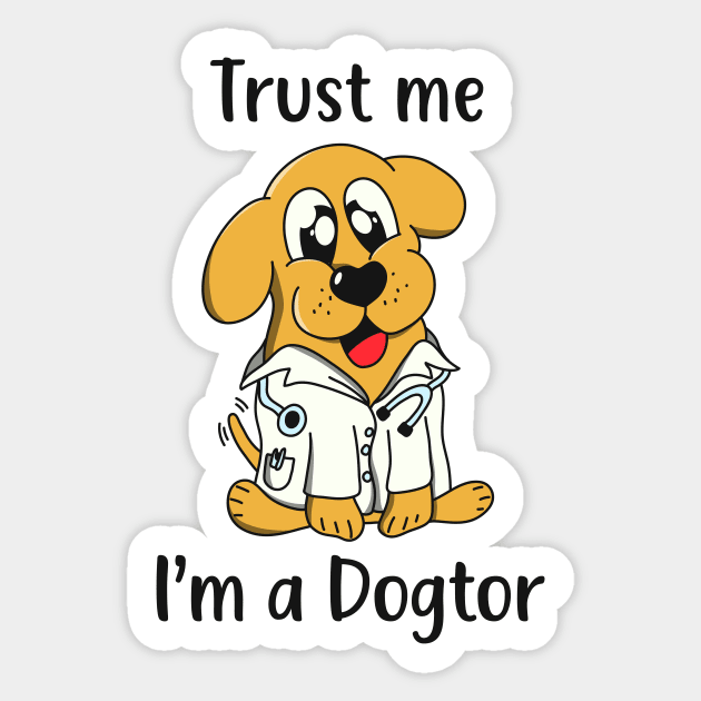 Funny Dog Doctor Cartoon - Dogtor Doctor Funny - Sticker | TeePublic