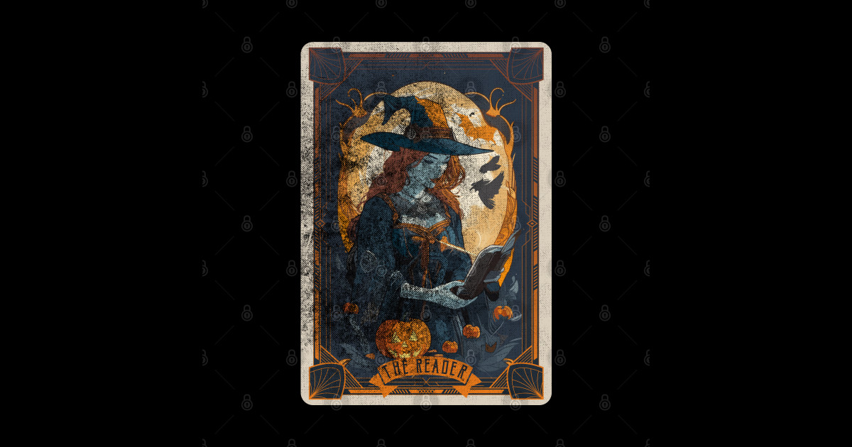 The Reader Retro Distressed Witch Halloween Tarot Card - The Reader ...