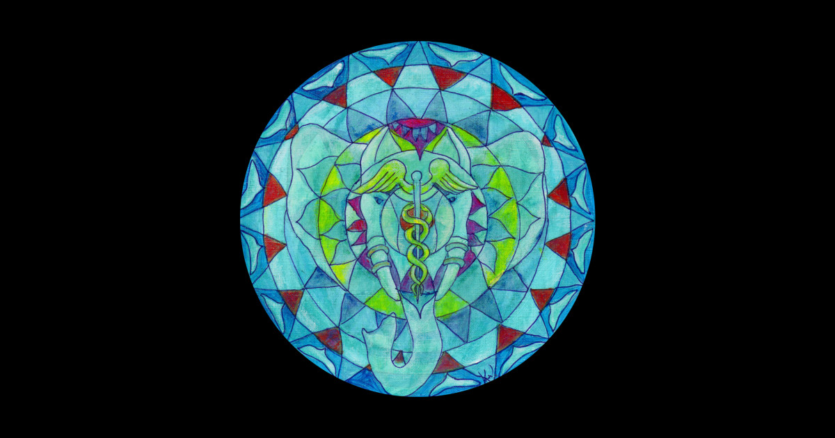 Salus (Health) elephant free-hand mandala - Reliability - Sticker ...