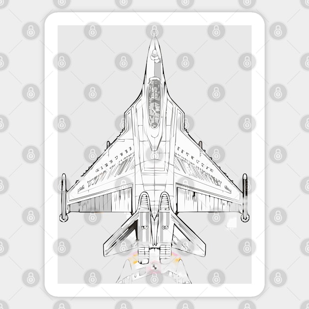 Aviation Fighter Jet blueprint - Aviation - Sticker | TeePublic