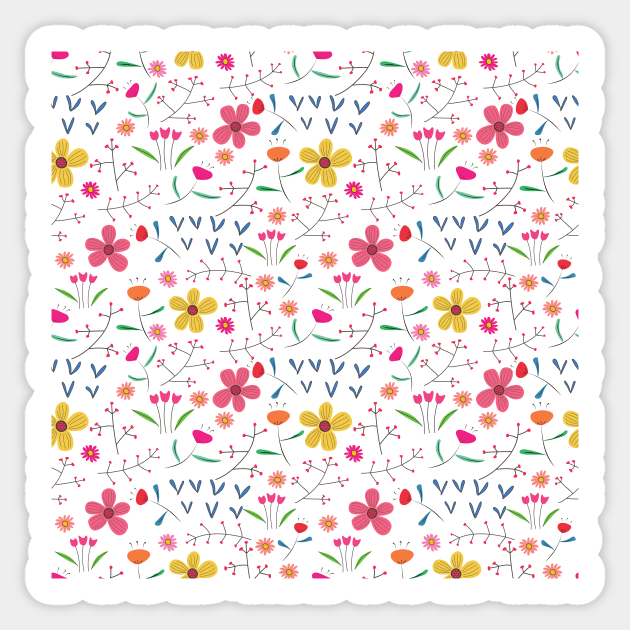 Flowers & Leaf Pattern - Flowers - Sticker | TeePublic