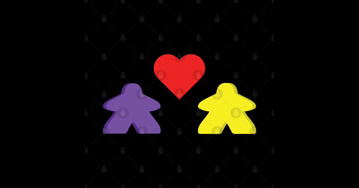 Yellow And Purple Meeple Couple Board Game Valentine's Day - Board ...