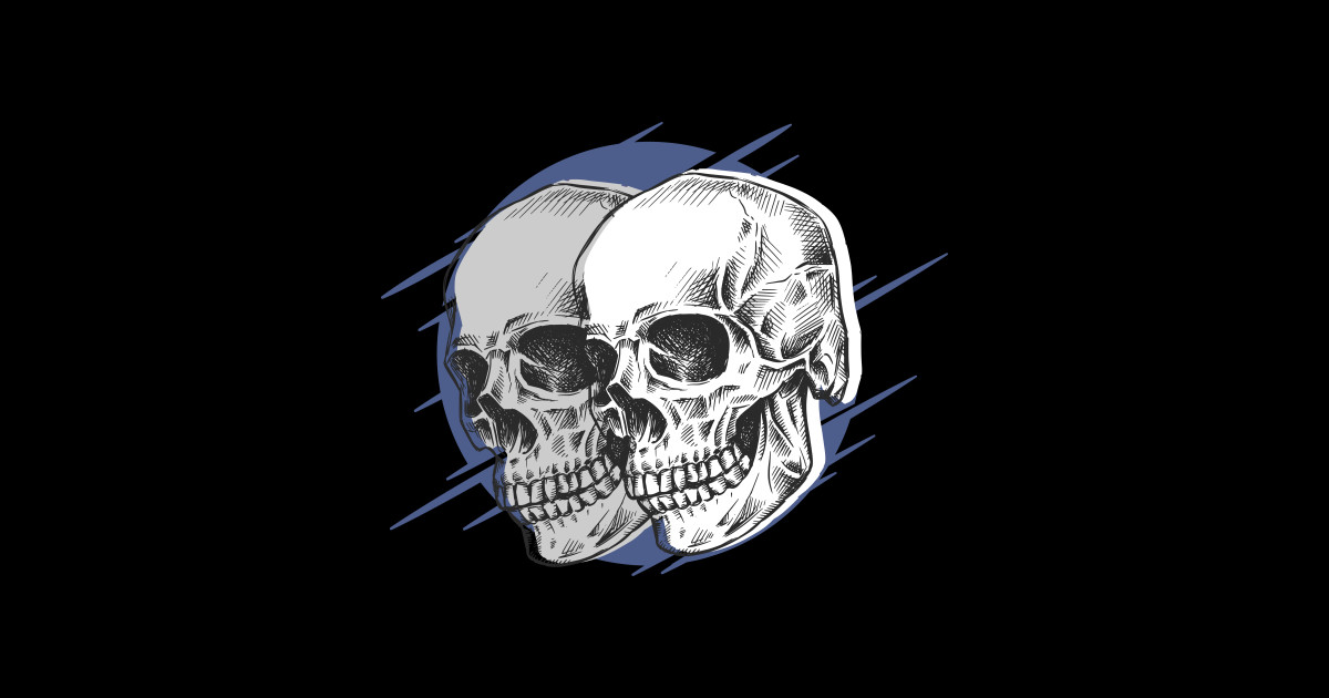 Dual Skull Sketch Graphic - Skull Design - Sticker | TeePublic