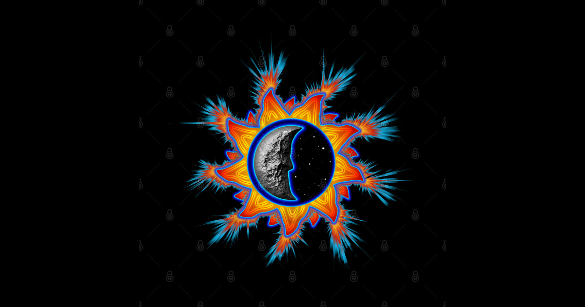 abstract sun and moon - Abstract Sun And Moon - Sticker | TeePublic
