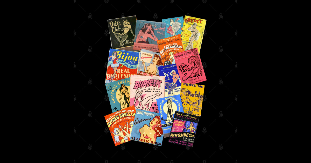 Vintage Burlesque Matches Collage - Burlesque - Sticker | TeePublic