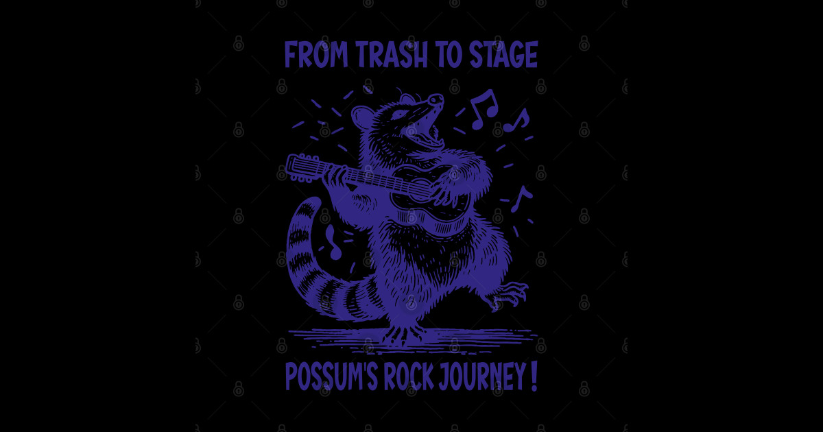 "From Trash to Stage: Possum's Rock Journey!" - Possum Guitar - Sticker ...