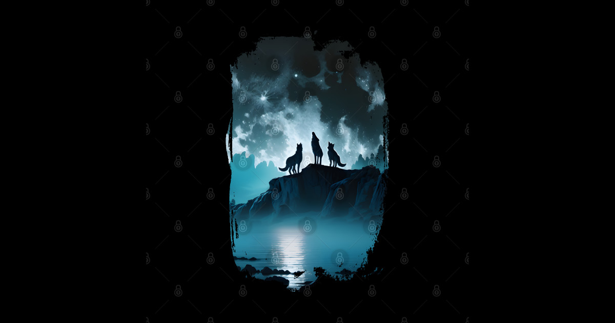 3 Wolf Howling at the Moon - Howling Wolf - Pin | TeePublic