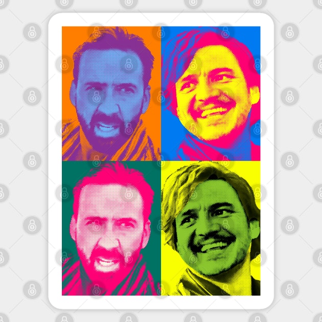 Nicolas Cage/Pedro Pascal Car Meme Pop Art - Nicolas Cage - Sticker ...