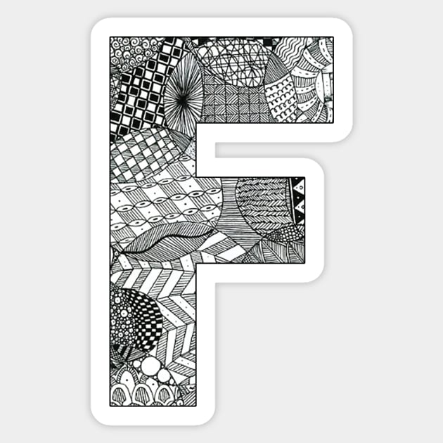 Zentangle F - Letter - Sticker | TeePublic