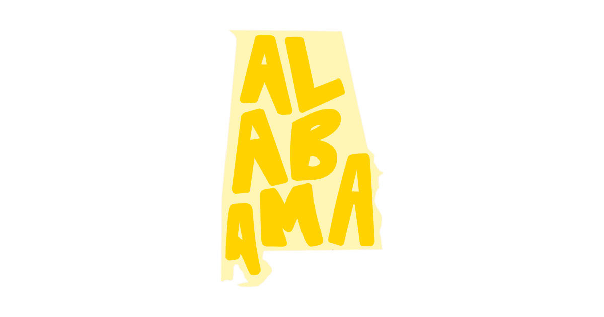 Alabama Doodle Letters Map Outline- yellow - Alabama - T-Shirt | TeePublic