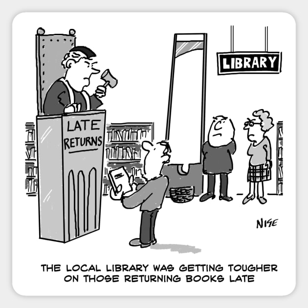 Late Library Book - Library Humor - Sticker | TeePublic