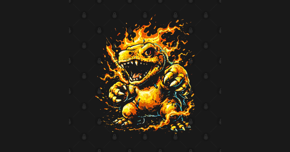 Fire Beast Digimon Monster Comic Street Art Illustration - Digimon ...