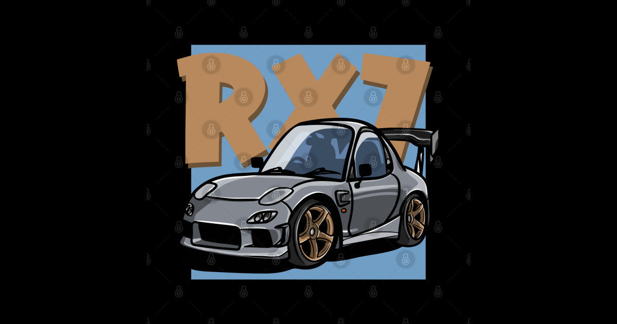 Mazda RX7 Caricature - Mazda - Sticker | TeePublic