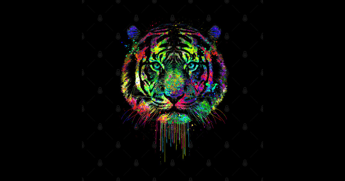 Colorful Dripping tiger - Tiger - Sticker | TeePublic