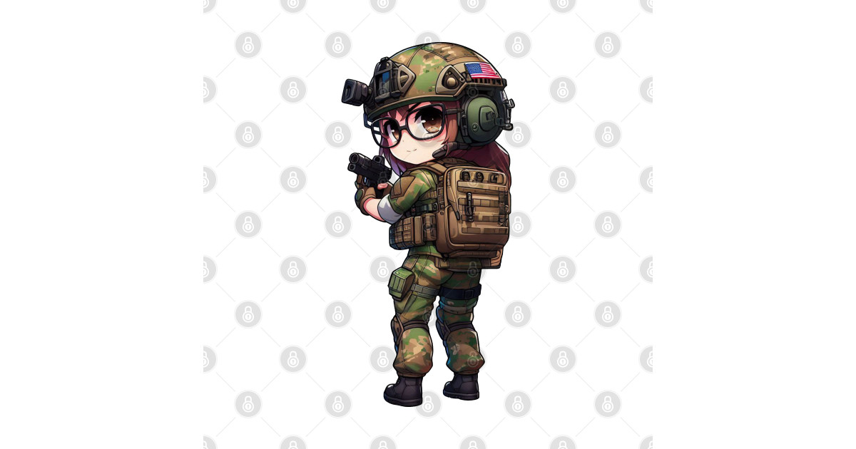 Tactical Chibi Girl - Chibi - T-Shirt | TeePublic