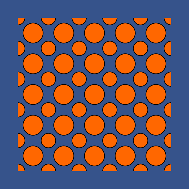 Orange and blue polka dots black outline - Polka - T-Shirt | TeePublic