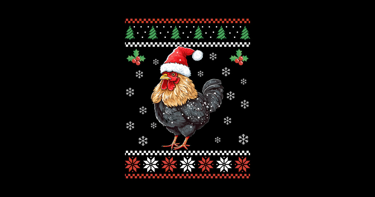 Rooster Chicken Santa Hat Merry Christmas Santa Cute Xmas - Rooster ...