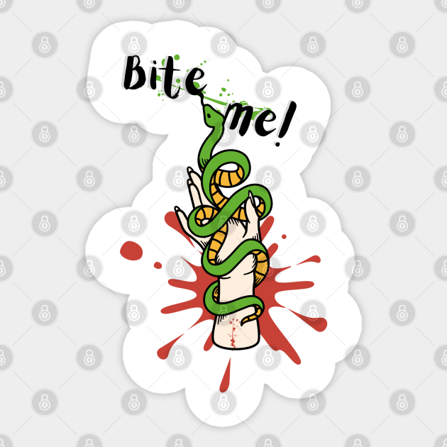 Bite me cartoon snake design - Snake - Sticker | TeePublic
