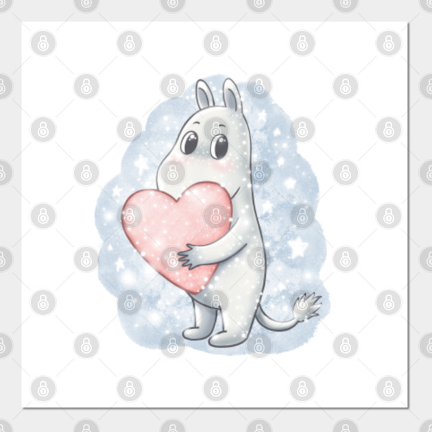 Moomin with heart - Moomin - Posters and Art Prints | TeePublic
