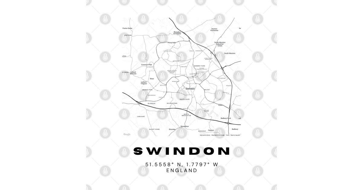 Swindon Coordinates Map | Minimalist Black and White Art - Swindon ...