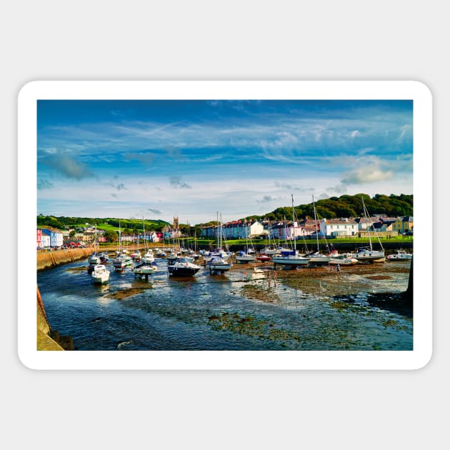 Aberaeron Harbor - Boats - Bright Sunny Summer Day - Summer - Sticker ...