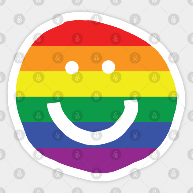 Pride Smiley Face White Eyes - Pride Month - Sticker | TeePublic