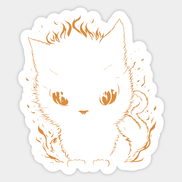 Flaming Feline Temper - Angry Cat - Sticker | TeePublic