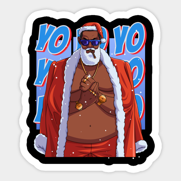 Black Santa Claus Hip Hop Pimp Christmas - Black Santa Claus - Sticker ...