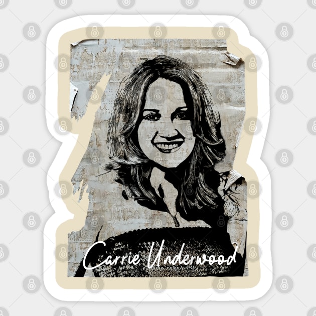 Carrie Underwood 80s Vintage Old Poster - Carrie Underwood - Sticker ...
